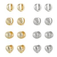 China 14k Gold Plated Geometric Heart Hoop Earrings for Women Brushed Tone Fashion Jewelry Huggie Earring for Daily Party Gifts for sale