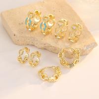 China Fashion Chain Link Geometric Huggie Earrings Brass Enamel 14K Gold Plated Hypoallergenic Hoop Earring for Women Daily Wear Gift for sale