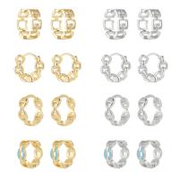 China Fashion Chain Link Geometric Huggie Earrings Brass Enamel 14K Gold Plated Hypoallergenic Hoop Earring for Women Daily Wear Gift for sale