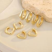 China New Geometric Square Heart Shaped Huggie Earring 14K Gold Plated Smooth Jewelry Hoop Earrings for Women Trendy for Daily Wear for sale