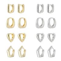China New Geometric Square Heart Shaped Huggie Earring 14K Gold Plated Smooth Jewelry Hoop Earrings for Women Trendy for Daily Wear for sale