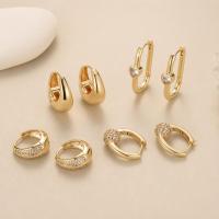 China 14K Gold Plated Geometric Hoop Earrings for Women  Luxury CZ Paved Heart Teardrop Huggie Earring Minimalist Fashion Jewelry for sale