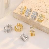 China Fashion 14K Gold Plated Geometric Square Zigzag Huggie Earrings for Women Zircon Paved Hoops Hypoallergenic Fashion Jewelry Gift for sale