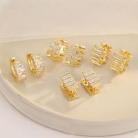 China Fashion 14K Gold Plated Geometric Square Zigzag Huggie Earrings for Women Zircon Paved Hoops Hypoallergenic Fashion Jewelry Gift for sale