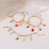 China Trendy 14K Gold Plated Brass Summer Beach Style Mixed Fruit Cocktail Colorful Enamel Charm Bracelets Wristband Party Accessories for sale