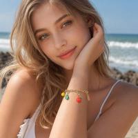 China Trendy 14K Gold Plated Brass Summer Beach Style Mixed Fruit Cocktail Colorful Enamel Charm Bracelets Wristband Party Accessories for sale