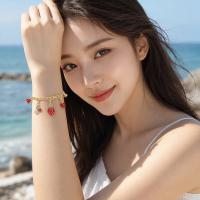 China Trendy 14K Gold Plated Brass Summer Beach Style Mixed Fruit Cocktail Colorful Enamel Charm Bracelets Wristband Party Accessories for sale