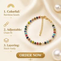 China Vintage Boho Style Multi Color Natural Gemstone Beaded Bracelet Brass 14K Gold Plated Adjustable Holiday Fashion Bracelet for sale