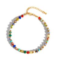 China Vintage Boho Style Multi Color Natural Gemstone Beaded Bracelet Brass 14K Gold Plated Adjustable Holiday Fashion Bracelet for sale