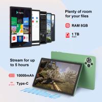 China C Idea Factory 10.36 Inches Tablet 8GB RAM+1TB ROM Dual Camera Android 14 Tablet With SIM Card for Adults CM10500 Plus (Green) for sale