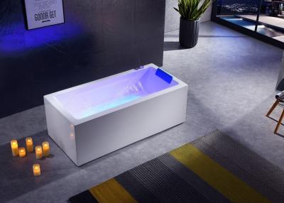 China 1700×800×600mm Double Waterfall Massage Bathtub with 1.0HP Hydrotherapy System and 10 LED Bubble Jets for sale