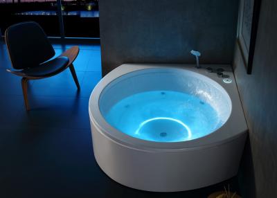 China 1350mm Circular Bathtub with 1.5HP Waterfall System, LED Lighting & Bluetooth Music - 7 Massage Jets for sale