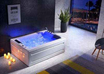 China 1810×1270mm Rectangle Bathtub with 1.5HP Double Waterfall and 14 Jets for 2-Person Hydrotherapy for sale