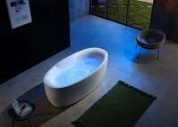 China 1700x800mm One-Piece LED Bathtub with Bubble Bath System and Bottom Lighting for sale