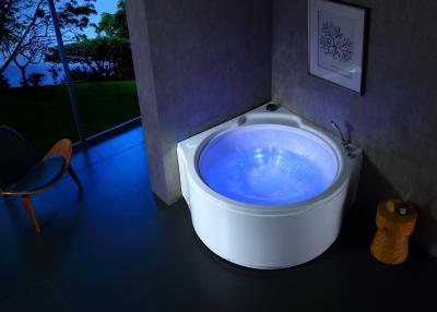 China 1400mm Circular Bathtub with 2.0 HP Waterfall System and 13 LED Jets - Hydrotherapy Massage Tub for sale