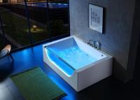 China 2-Person Hot Tub Massage Bathtub with 1.5HP Pump, 15 LED Jets, and Front LED Glass - 1800x1200x600mm for sale