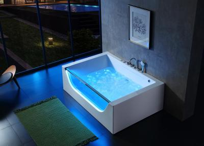 China 2-Person Hot Tub Massage Bathtub with 1.5HP Pump, 15 LED Jets, and Front LED Glass - 1800x1200x600mm for sale