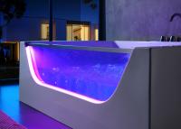 China 2-Person Hot Tub Massage Bathtub with 1.5HP Pump, 15 LED Jets, and Front LED Glass - 1800x1200x600mm for sale