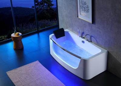 China 1700×800×600mm Massage Bathtub with 1.0HP Pump, 8 LED Jets, and Front LED Glass for sale