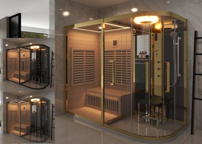 China Gold Frame Sauna Steam Room Combo 2000x1000x2000mm with 3KW Generator and Shower System for sale