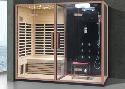 China Gold Frame Sauna & Steam Room Combo Unit 2000x1000x2000mm with 3KW Generator and Stove for sale