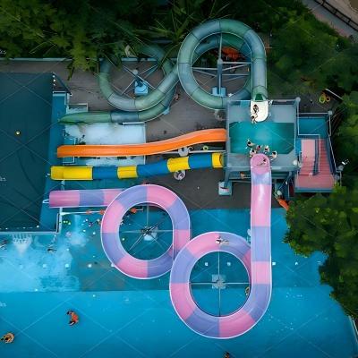 China High Speed Small Water Park Water Slide Double Spiral Combined for sale