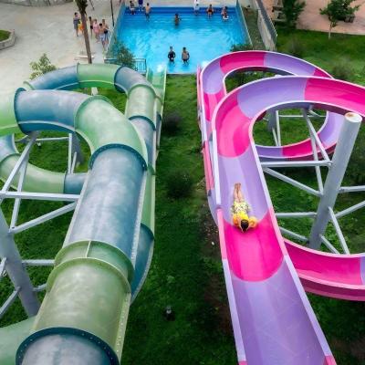 China Double Spiral Small Combined Water Park Slide 5-8m Height For Outdoor for sale