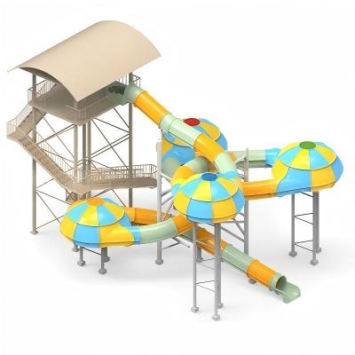 China UFO Themed Spiral Water Slide Compact layout 12m Height for sale
