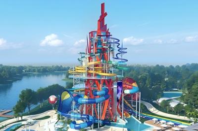 China Warrior Tower 80m High Water Slide Water Park Water Slide for sale
