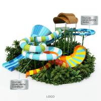 China Jurassic Dino Themed U-Shaped Water Slide 15M Backyard Luxury Pool for sale