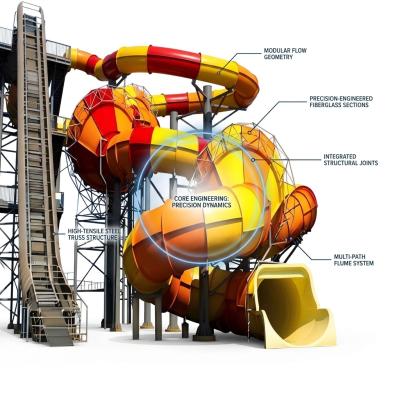 China Boomerango Water Slide 6M — Steampunk Industrial Style Resort Hotel Pool for sale