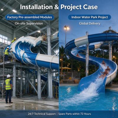 China Ocean Wave Themed Boomerango Water Slide 22M Indoor Water Park for sale