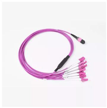 China Fiber Optic Patch Cord Jumper Breakout Cable Factory supply MPO to LC 12F 24F cores OM3 for sale