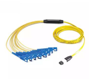 China High quality  MTP MPO - LC Patch Cord Cable  8 12 24 Core Om3 Om4 Fiber Optic for sale
