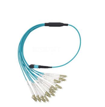 China High  Quality B Type Blue MPO - DX LC 12 Fiber LSZH Fiber Optic Patch Cord for sale