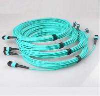 China 8C 12C 24C Fiber Optic Cable MPO To MPO Aqua Color for sale