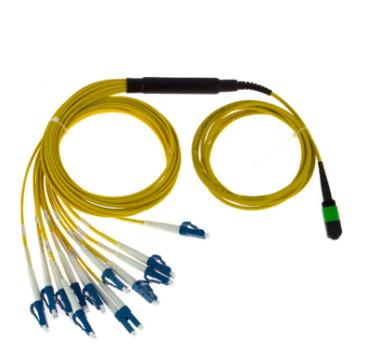 China LSZH / PVC SM MPO To LC Fiber Optic Pigtail 12 Core for sale