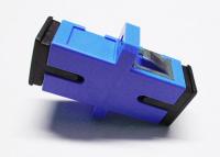 China Ceramic Fiber Ferrule Blue SC UPC SM Simplex Fiber Optic Adapter with long flange for sale