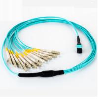 China MPO-LC MPO Connector 8 Cord Fiber Optic Patch Cord Aqua for sale