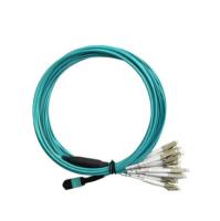 China Aqua Color OFNP Fiber Optic Cable MPO To LC 12 Core for sale
