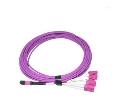 China 8 Fibers LC MPO OM4 Multimode Patch Cord With Female Connector for sale