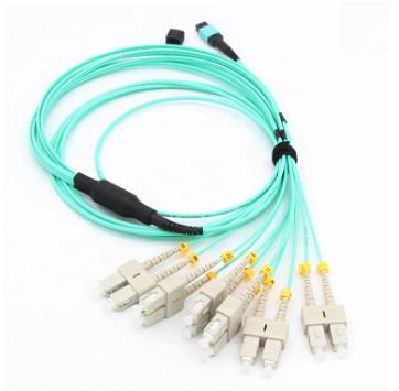 China 8 Core 12 Core MPO MM OM3 OM4 Female to LC 12 Core MPO MTP  Fiber Optic Patch Cord for sale
