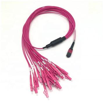 China MPO Fiber Optic Jumper 24 Core MPO Trunk Cable to LC Om3 Om4 Fiber Optic Patch Cord for sale