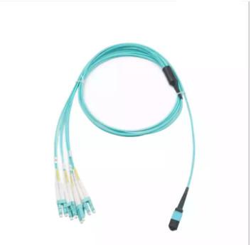 China OM3 8 Cores MPO to LC Duplex Fiber Patch Cord for sale