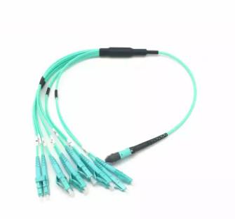 China OM3 MPO - LC Fiber Optic Patch Cord 3.0mm 12 Core for sale