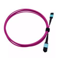China MPO OM4 12-Fiber Jumper MM Fiber Optic Patch Cord Aqua / Violet for sale