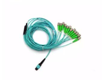 China OM3 Type B 12 Fibers MPO Patch Cord Female To FC / LC for sale