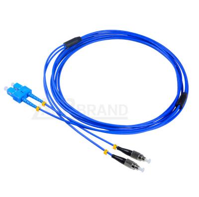 China SC/UPC to FC/UPC singlemode duplex 3.0mm blue Armored Optic Fiber Patch Cord for sale