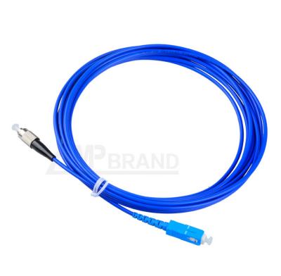 China PVC Armored Fiber Optic Jumper SC-FC Singlemode G657A1 9/125 Simplex Blue Cable for sale