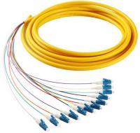 China 12 cores LC/UPC SM 9/125 fiber optic bundle pigtail yellow LSZH  out jacket for sale